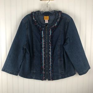 Ruby Rd. | Jackets & Coats | Ruby Rd Denim Jacket Confetti Zipper Front ...
